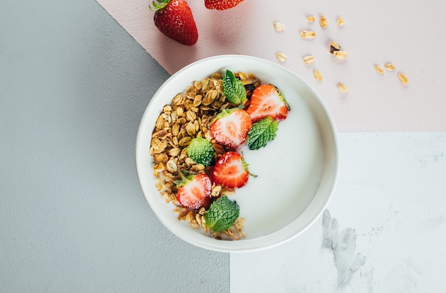 Premium Photo Flat Lay Food Concept Healthy Breakfast