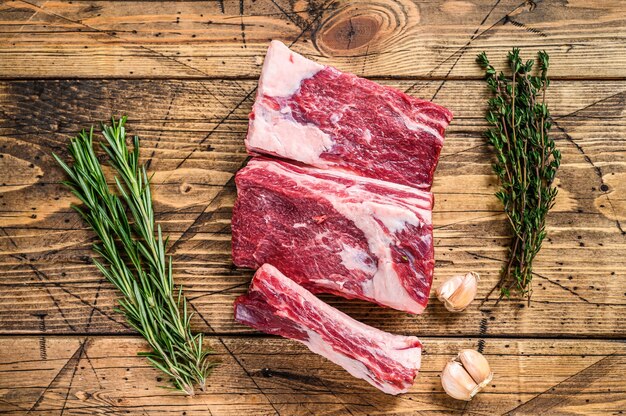 Premium Photo Fresh Beef Short Ribs On Butcher Wooden Table