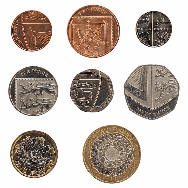 Premium Photo | Full range of coins of united kingdom isolated over white Premium Photo | Full range of coins of united kingdom isolated over white