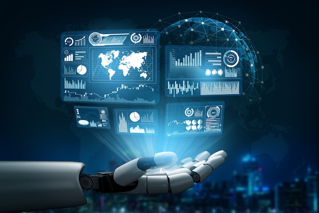 Futuristic robot artificial intelligence concept. | Premium Photo Futuristic robot artificial intelligence concept. | Premium Photo