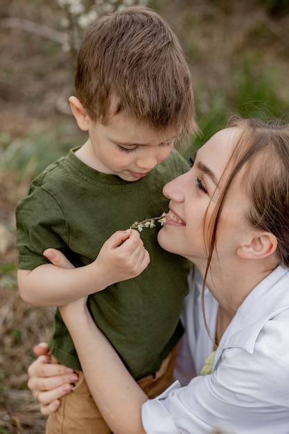 Premium Photo Happy Mother And Son Having Fun Together Mother Gently