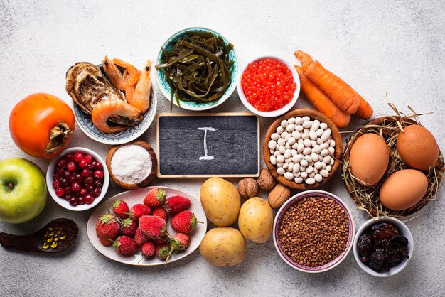 Premium Photo | Healthy food containing iodine. products rich in i Premium Photo | Healthy food containing iodine. products rich in i