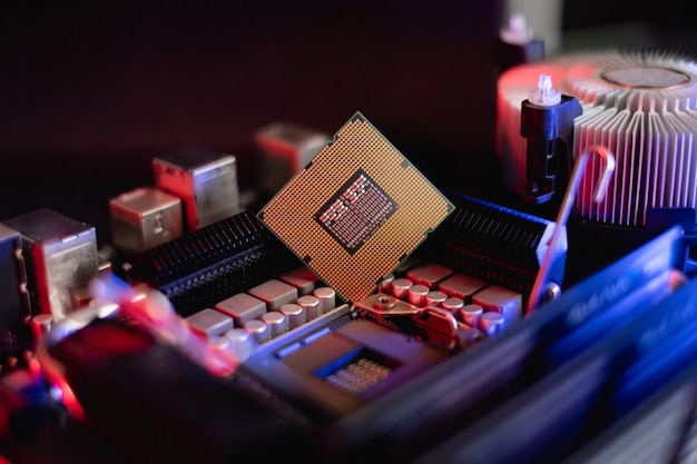 Premium Photo | Install a processor into a motherboard Premium Photo | Install a processor into a motherboard