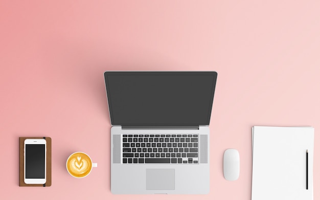 Premium Photo Modern Workspace With Coffee Cup Notebook Smartphone