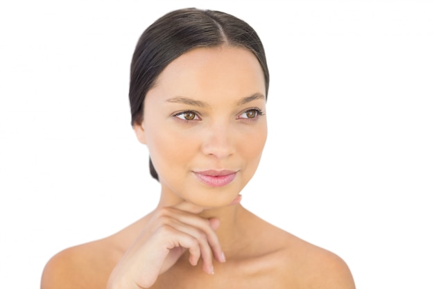 Premium Photo Peaceful Woman Holding Hand Under Chin