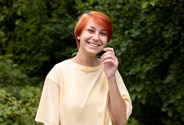 Free Photo Portrait Of Confident Redhead Girl Outdoors