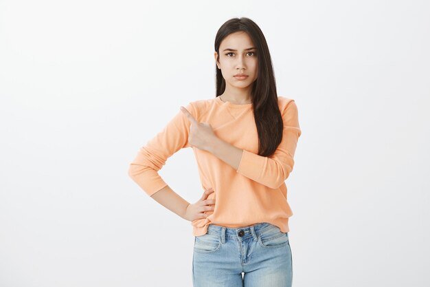 Free Photo Portrait Of Cute Tanned Brunette In Casual Clothes