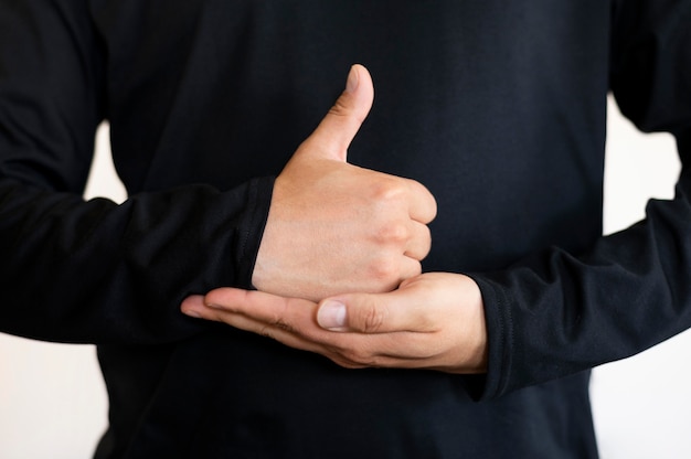 Free Photo | Portrait of interpreter teaching sign language Free Photo | Portrait of interpreter teaching sign language
