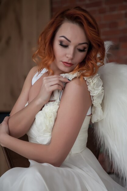 Premium Photo Pretty Slender Woman With Wings