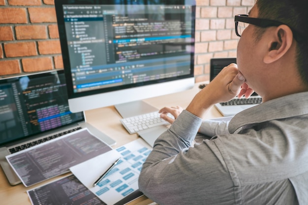 Premium Photo Professional Developer Programmer Working A Software Website Design And Coding