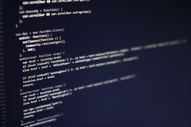 Premium Photo | Programming code on computer screen. software development. writing program code ...