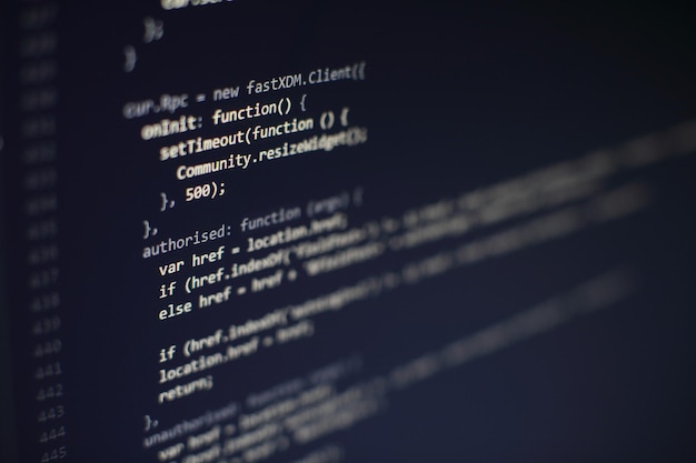 Premium Photo | Programming code on computer screen. software development. writing program code ...