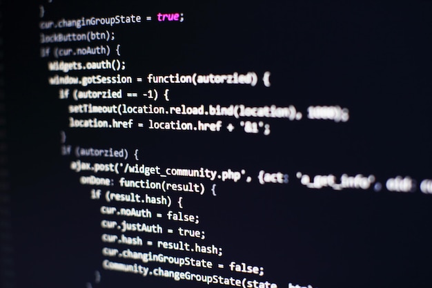 Premium Photo | Programming code on computer screen. software development. writing program code ...