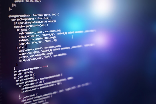 Premium Photo | Programming code on computer screen. software development. writing program code ...