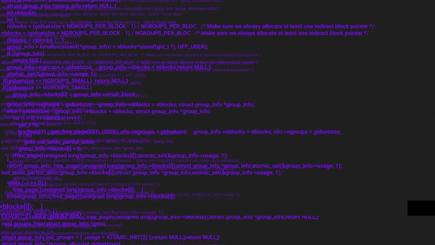 Premium Photo Purple Screen Coding Hacker Concept Animation With Glitch Programming Code 