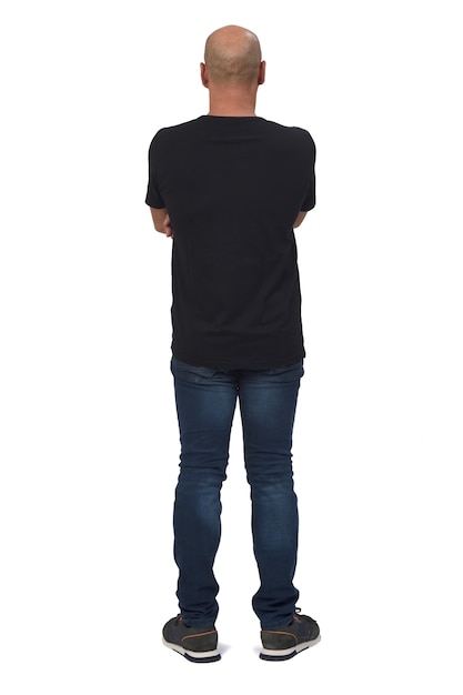 Premium Photo | Rear view of a bald man on white , arms crossed Premium Photo | Rear view of a bald man on white , arms crossed