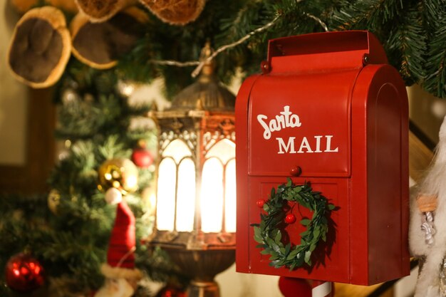 Premium Photo Red Mailbox For Letters To Santa Claus On Christmas
