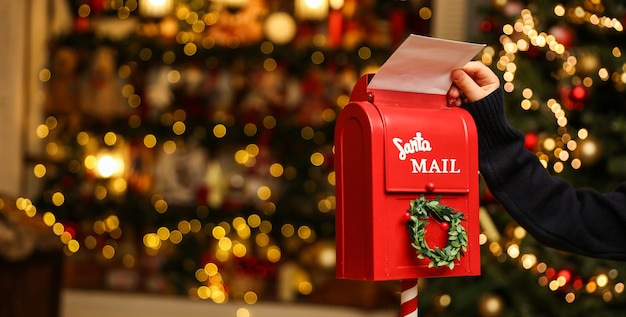 Premium Photo Red Mailbox For Letters To Santa Claus On Christmas