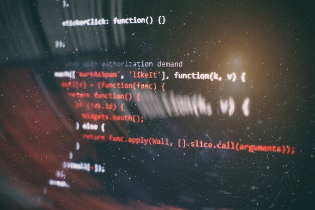 Premium Photo Running Computer Data Programming Coding Script Text On Screen Notebook