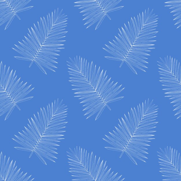 Premium Photo Seamless Pattern With Palm Leaves On Blue