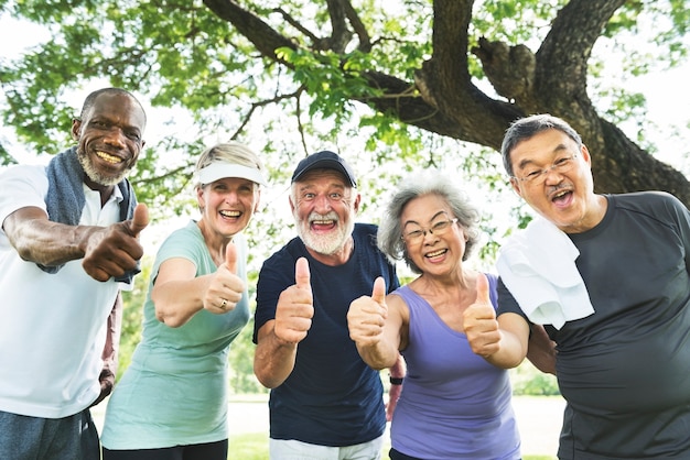 Premium Photo | Senior group friends exercise relax concept Premium Photo | Senior group friends exercise relax concept