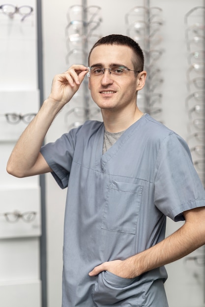 Free Photo | Side view of happy man wearing glasses Free Photo | Side view of happy man wearing glasses