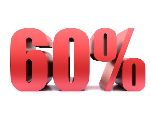 Premium Photo | Sixty percent 60% symbol .3d rendering Premium Photo | Sixty percent 60% symbol .3d rendering