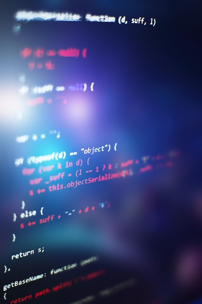Premium Photo | Software developer programming code. abstract computer script code. selective focus