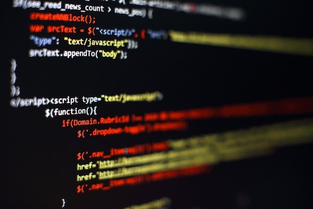 Premium Photo | Software developer programming code. abstract computer ...