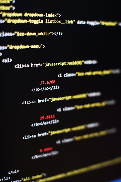 Premium Photo | Software developer programming code. abstract computer script code. selective focus