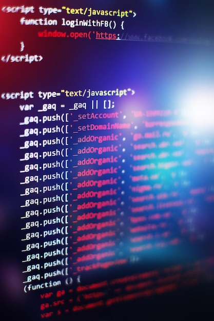 Premium Photo | Software developer programming code. abstract computer script code. selective focus
