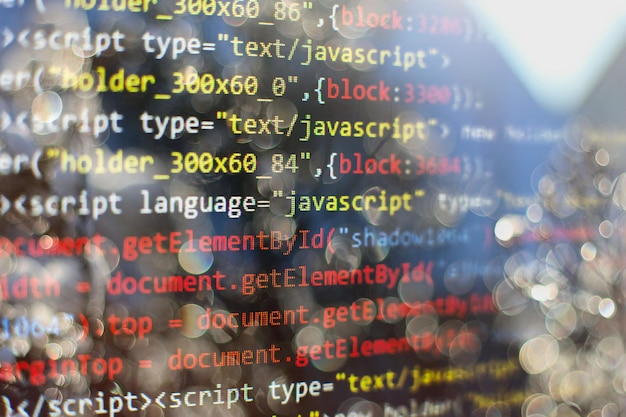 Premium Photo | Software developer programming code. abstract computer script code. selective focus