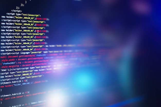 Premium Photo | Software developer programming code. abstract computer script code. selective focus