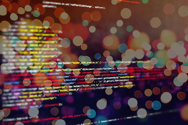 Premium Photo | Software developer programming code. abstract computer script code. selective focus