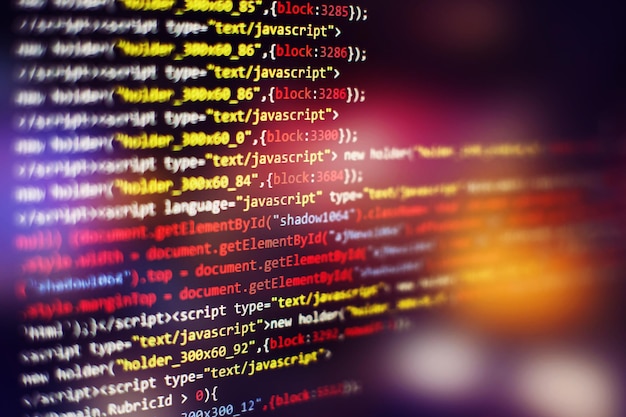 Premium Photo | Software developer programming code. abstract computer ...