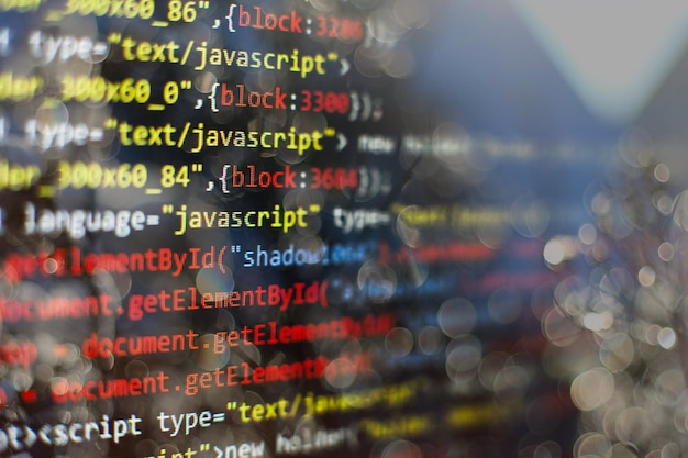 Premium Photo | Software developer programming code. abstract computer script code. selective focus