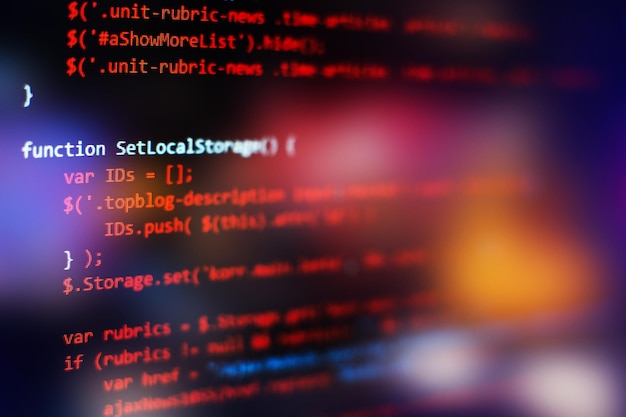 Premium Photo | Software developer programming code. abstract computer script code. selective focus