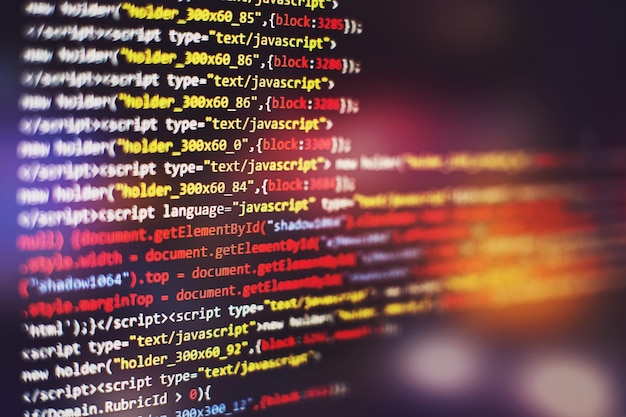 Premium Photo | Software developer programming code. abstract computer script code. selective focus