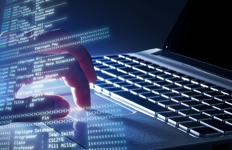 Premium Photo | Sql inscription text against laptop and code background ...