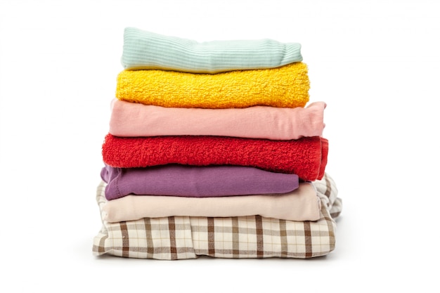 Premium Photo | Stack of clothing isolated on white Premium Photo | Stack of clothing isolated on white