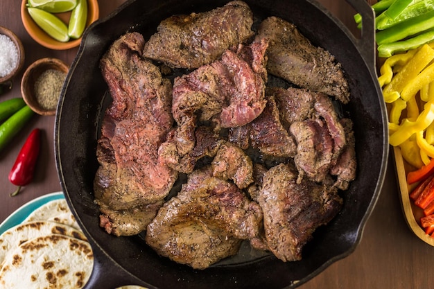 Premium Photo Step By Step Frying Beef Flank Steak In Cast Iron Frying Pan For Steak Fajitas