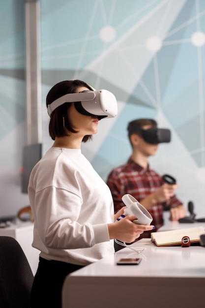 Premium Photo | Team of four creative engineers working with virtual ... Premium Photo | Team of four creative engineers working with virtual ...
