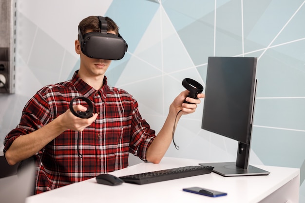 Premium Photo | Team of four creative engineers working with virtual ... Premium Photo | Team of four creative engineers working with virtual ...