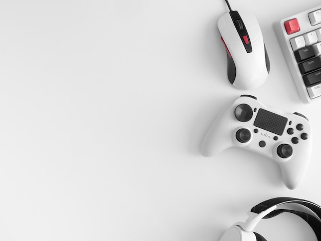 Premium Photo | Top view of gamer workspace Premium Photo | Top view of gamer workspace