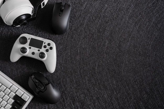 Premium Photo | Top view of gamer workspace Premium Photo | Top view of gamer workspace