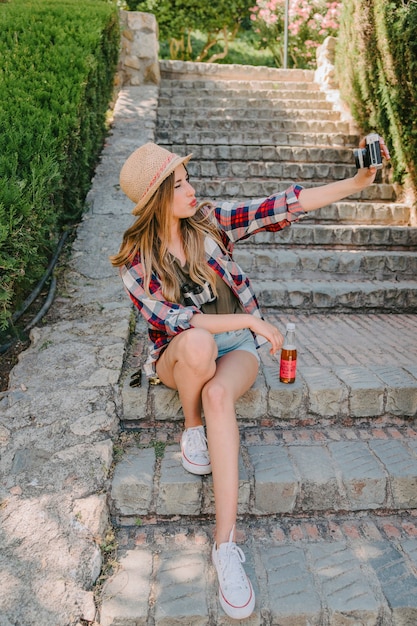 Free Photo Tourist Posing For Selfie