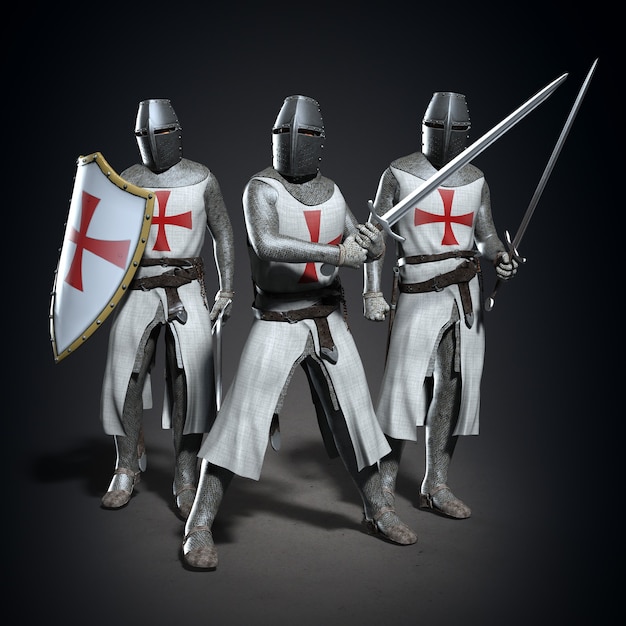 Premium Photo Warriors Of The Knights Templar 3d Illustration