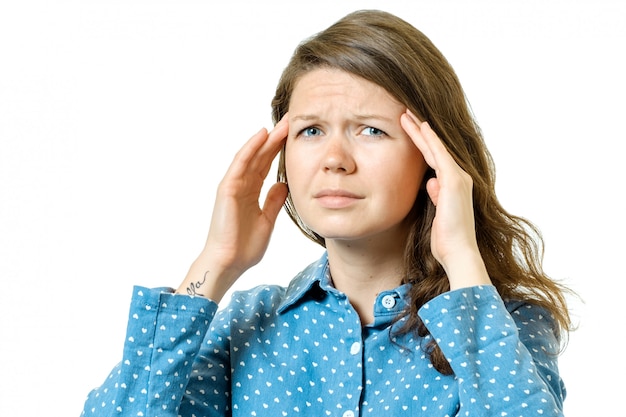 Premium Photo | Woman having headache isolated on white Premium Photo | Woman having headache isolated on white