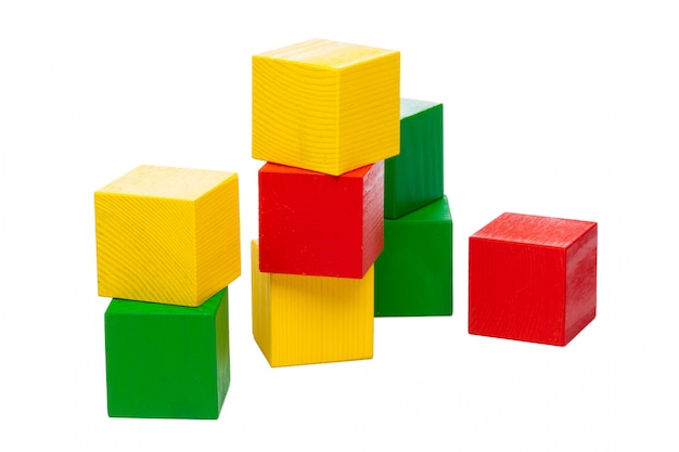 Wooden building blocks isolated on white background | Premium Photo Wooden building blocks isolated on white background | Premium Photo