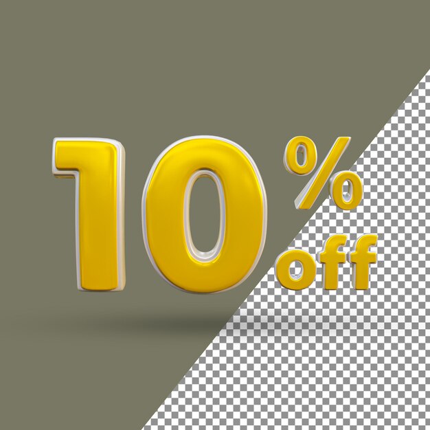 Premium Psd 3d Gold Text Number 10 Percent Off